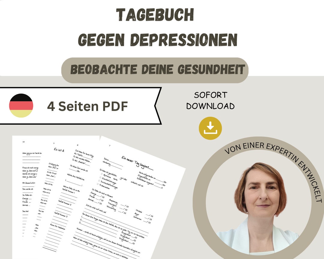 Diary Against Depression - PDF Digital Download the Mood Diary - to ...