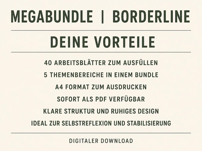Megabundle Borderline – 40 Worksheets for Completion, Self-reflection ...