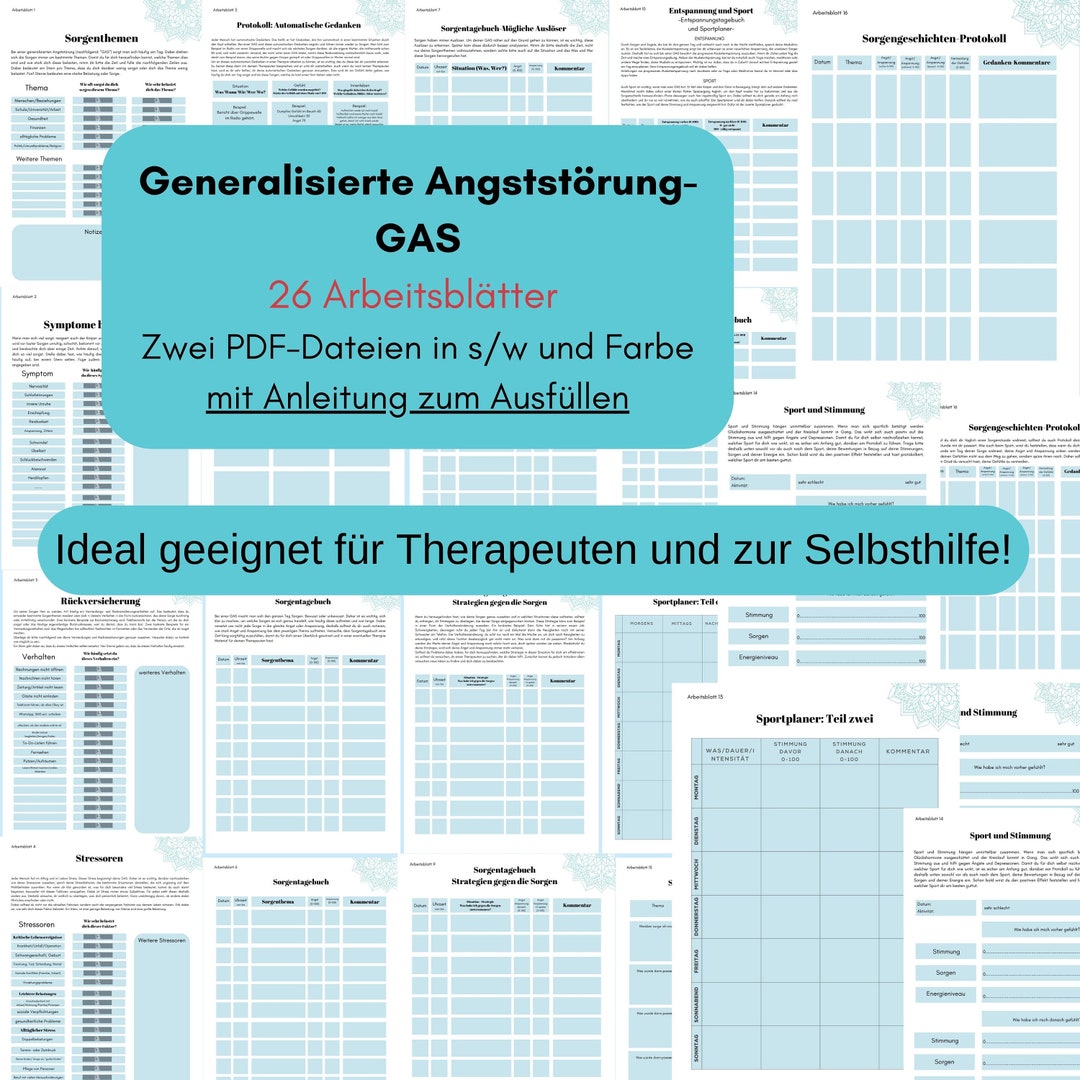 Generalized Anxiety Disorder GAS- 26 Worksheets for Self-help ...