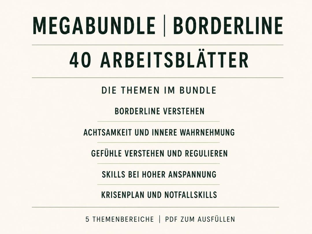 Megabundle Borderline – 40 Worksheets for Completion, Self-reflection ...