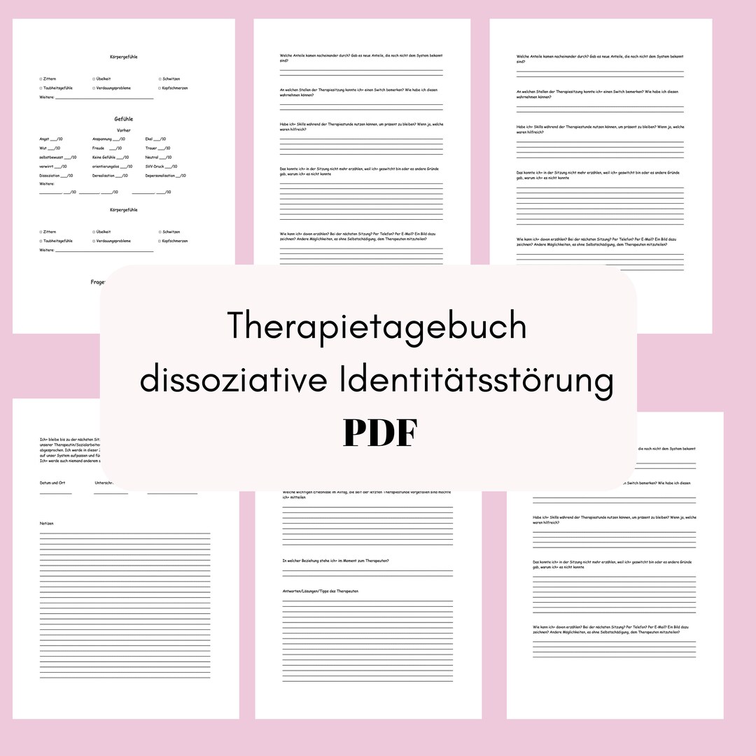 Therapy Diary Download for People With Dissociative Identity Disorder ...