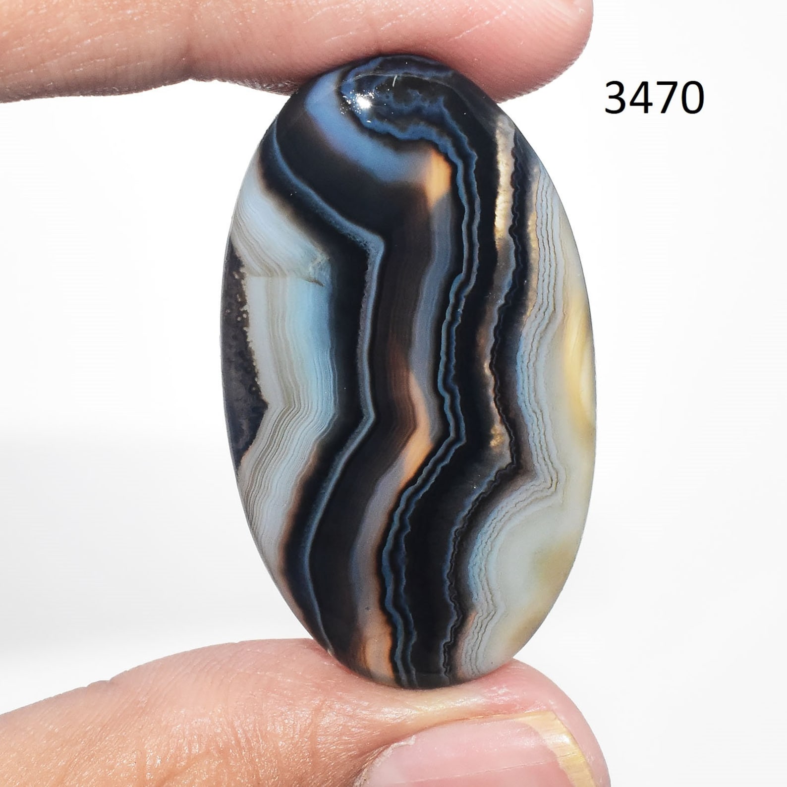 Black Banded Agate Cabochon Black Banded Agate Gemstone - Etsy