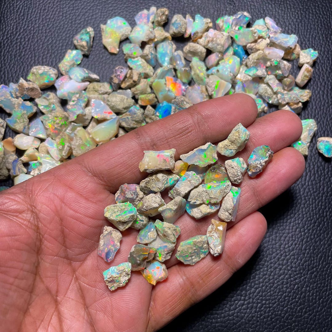 5 Piece Ethiopian Fire Opal Rough, Natural Ethiopian Opal Raw Stone, AAA Quality Loose Fire Opal ...