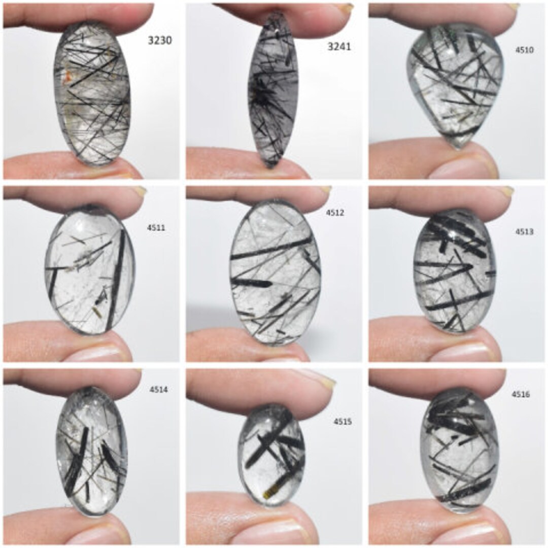 Natural Black Rutile Quartz Gemstone, Black Rutile Quartz Cabochon ...