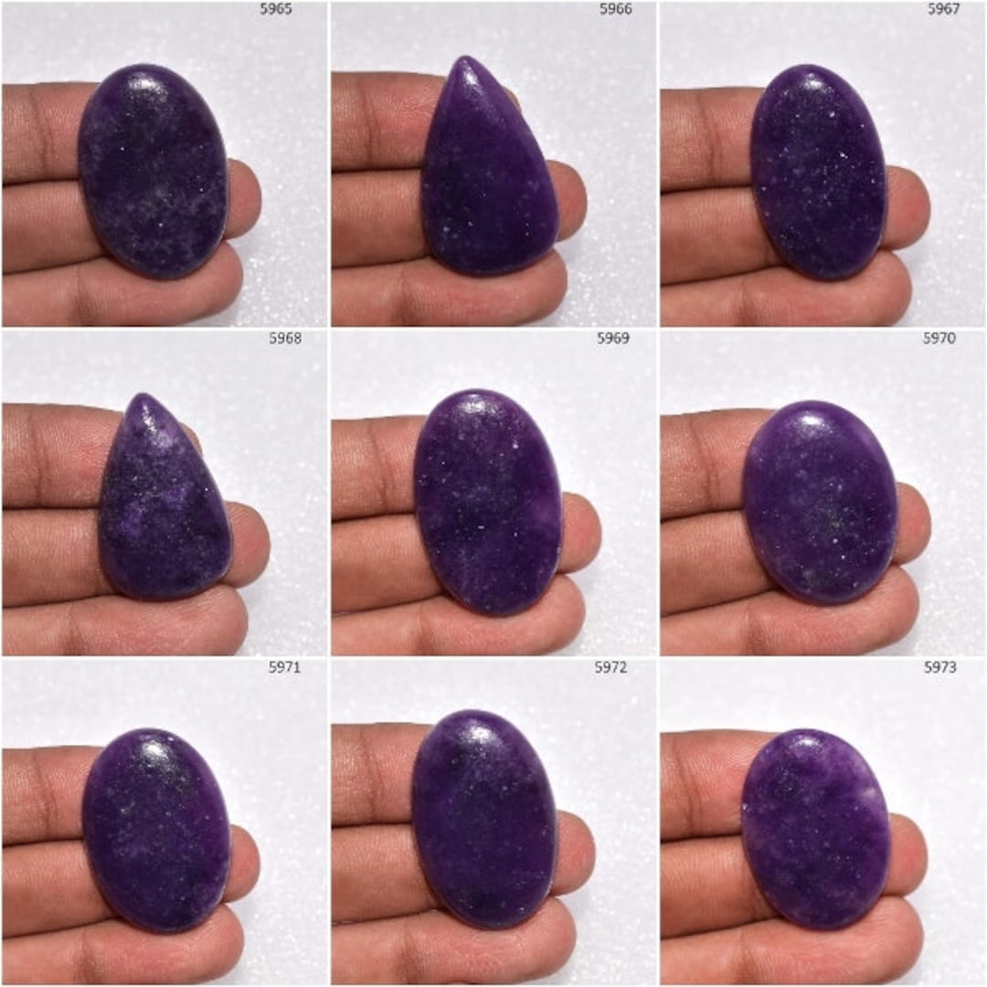 Natural Purple Lapidolite Cabochon, Lepidolite Jewelry Making Stone ...