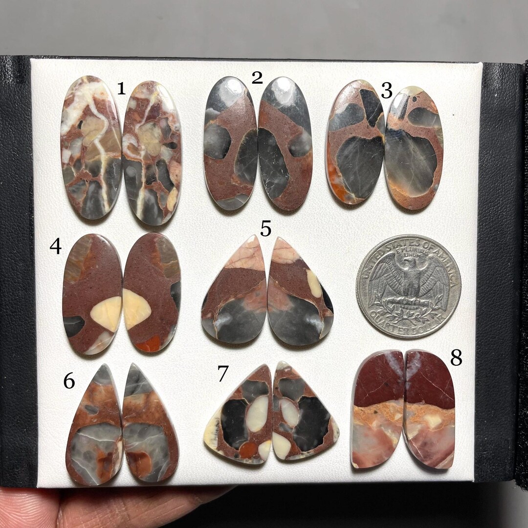 Brecciated Mookaite Jasper Pair Cabochon, Brecciated Mookaite Natural ...