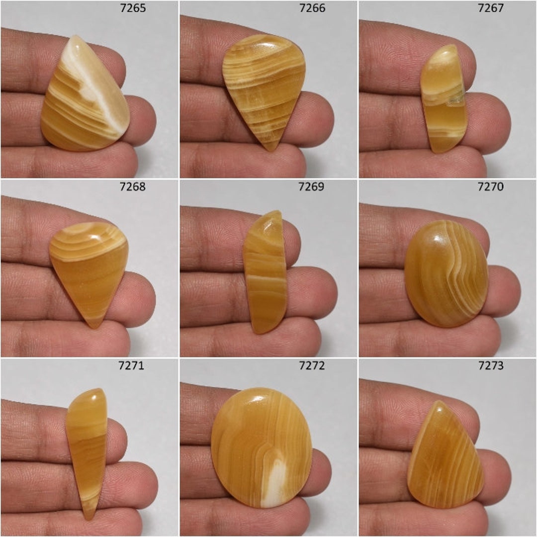 Beautiful Hand Cut Yellow Calcite Cabochon, Yellow Calcite Smooth ...