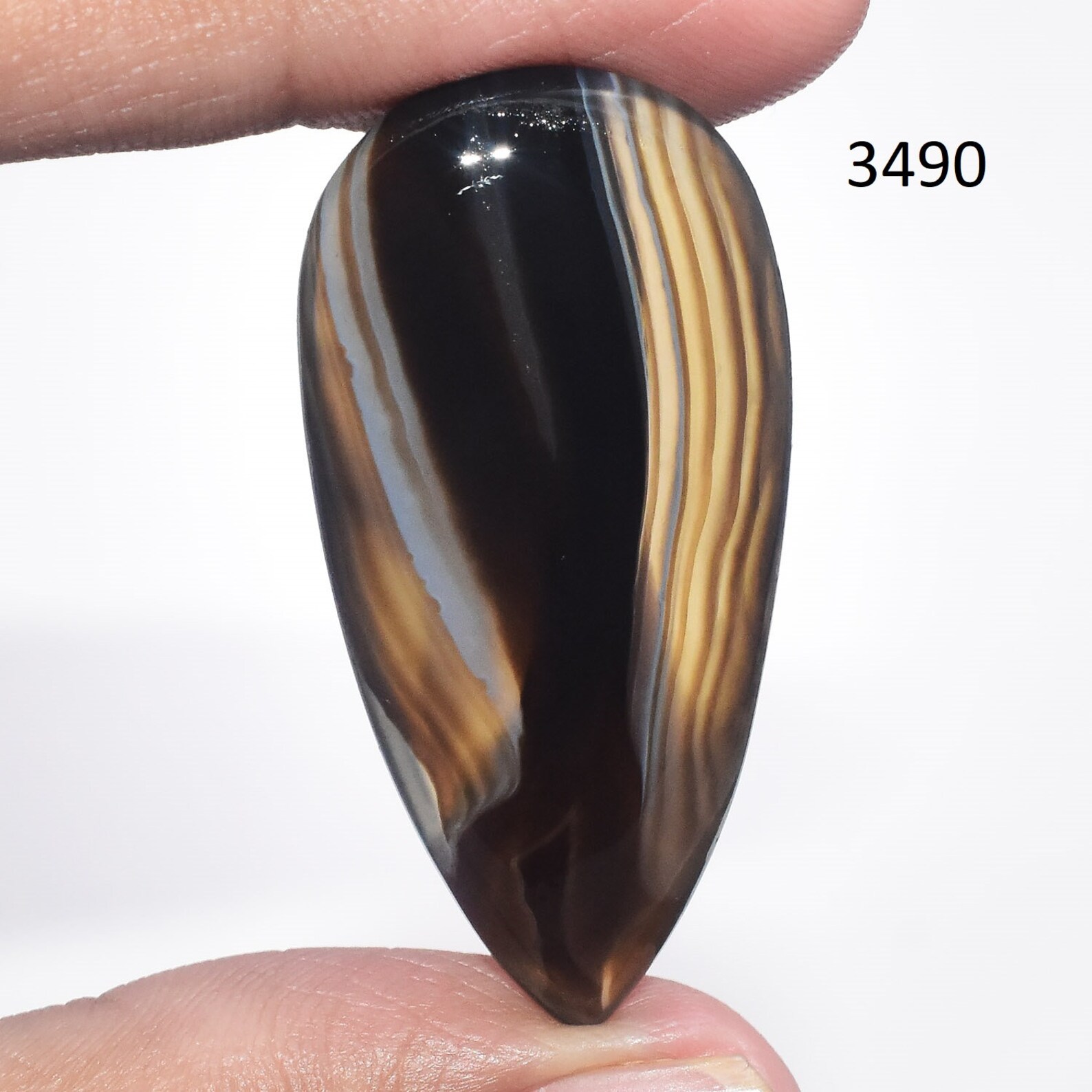 Black Banded Agate Cabochon Black Banded Agate Gemstone - Etsy