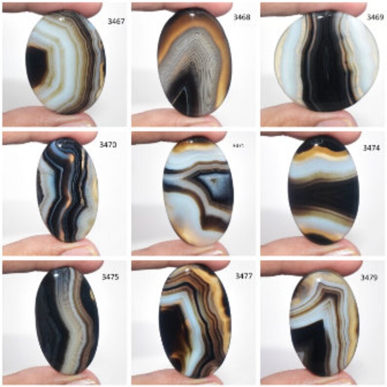 Black Banded Agate Cabochon Black Banded Agate Gemstone - Etsy