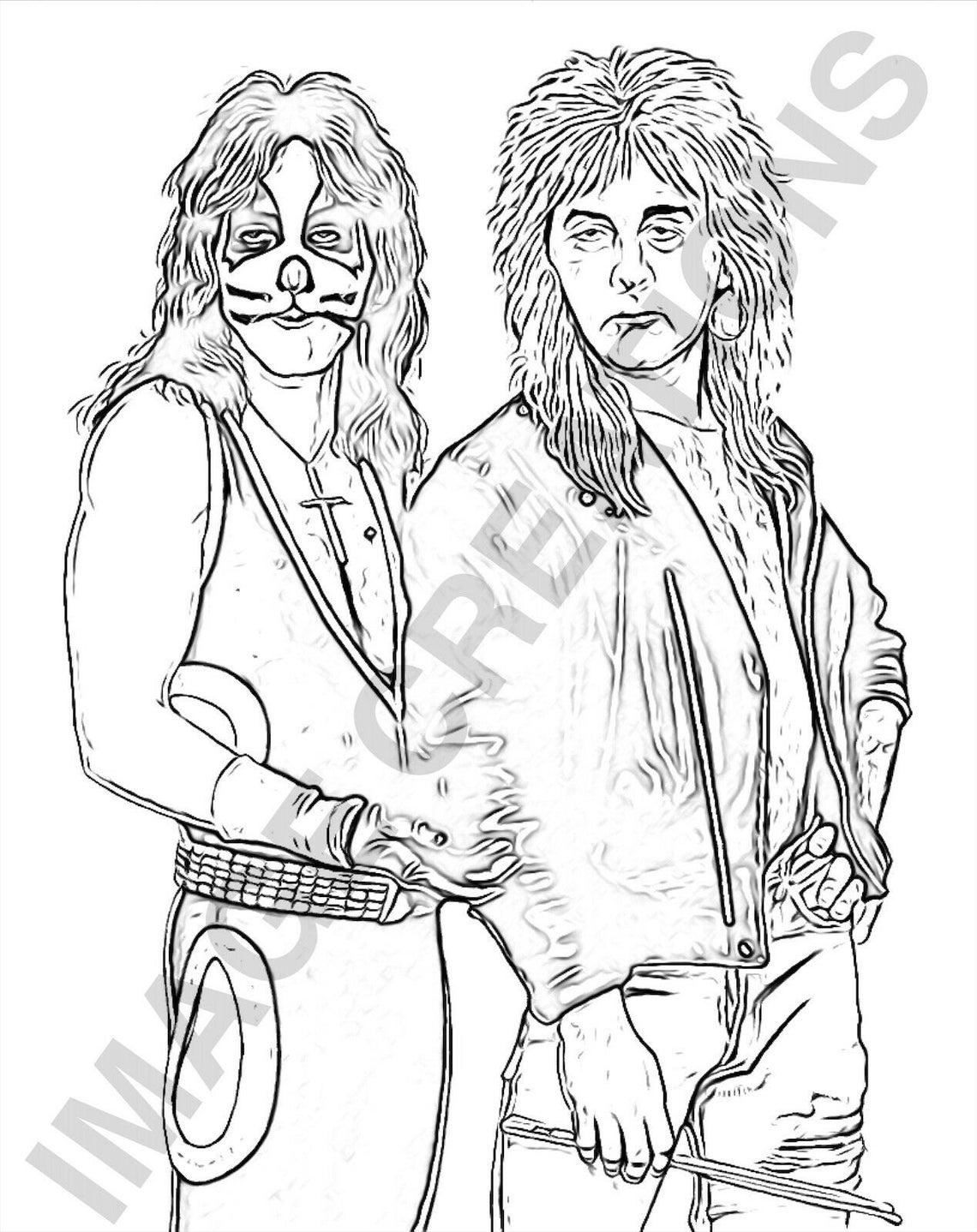 KISS Rock Band SET OF 10 Various Coloring Pages Volume | Etsy