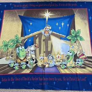 Veggie Tales Nativity Scene Quilt Panel VIP by Cranston Printworks 2008 ...