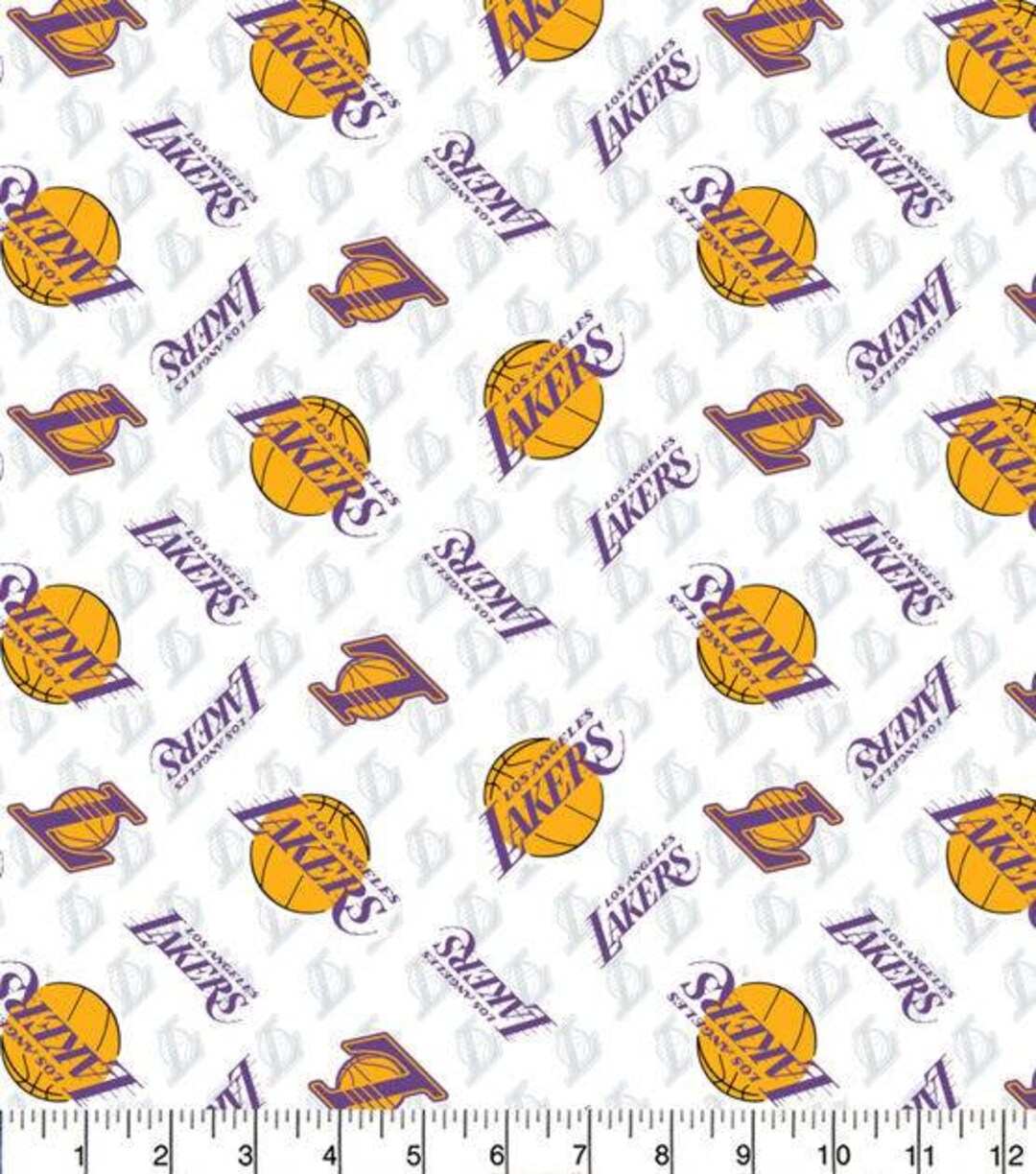 NBA Los Angeles Lakers All-over Logo Print Fabric - Etsy