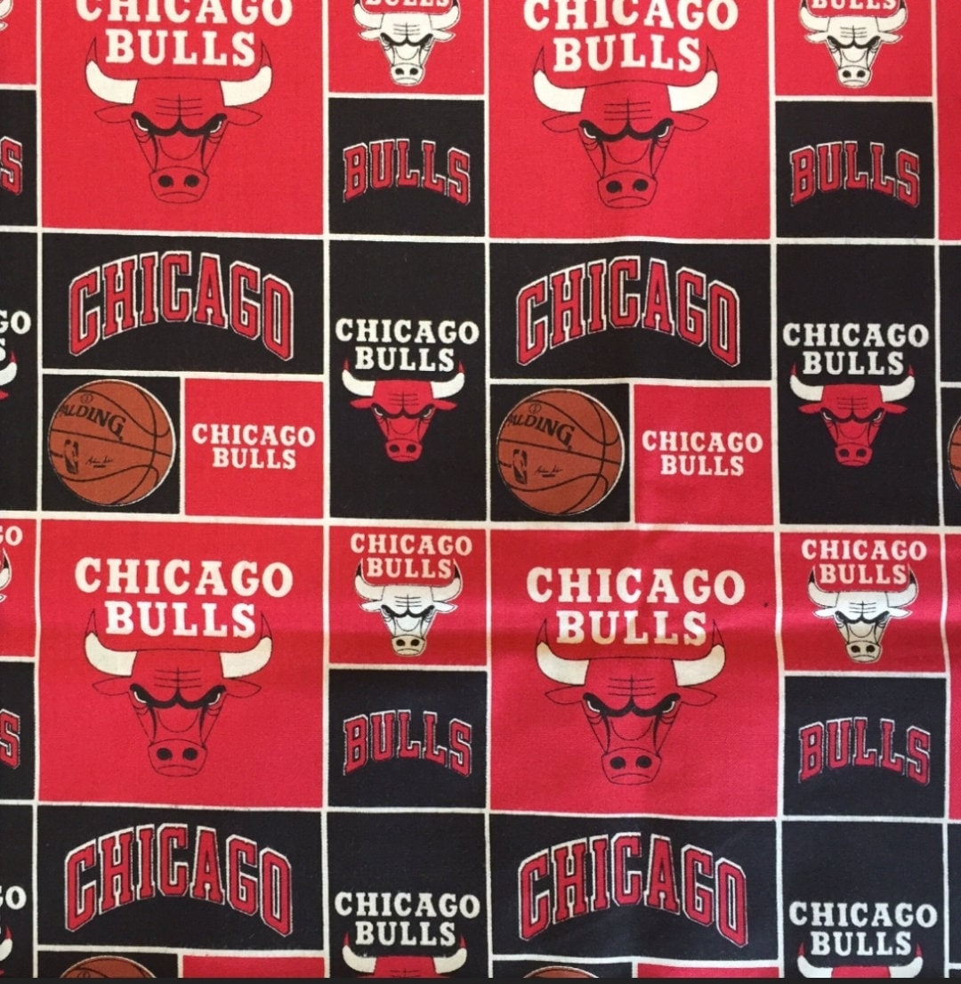 Chicago Bulls Patchwork Logo Print Fabric - NBA Licensed - Etsy