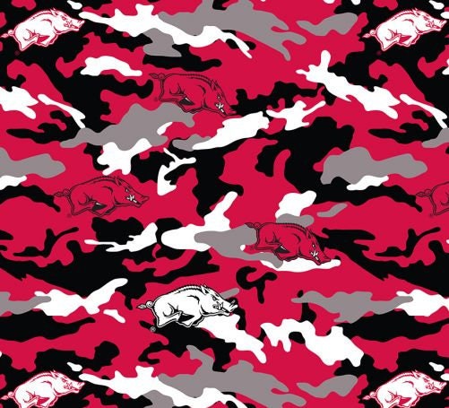 Sykel Arkansas Razorback Red Camo Fabric - Etsy