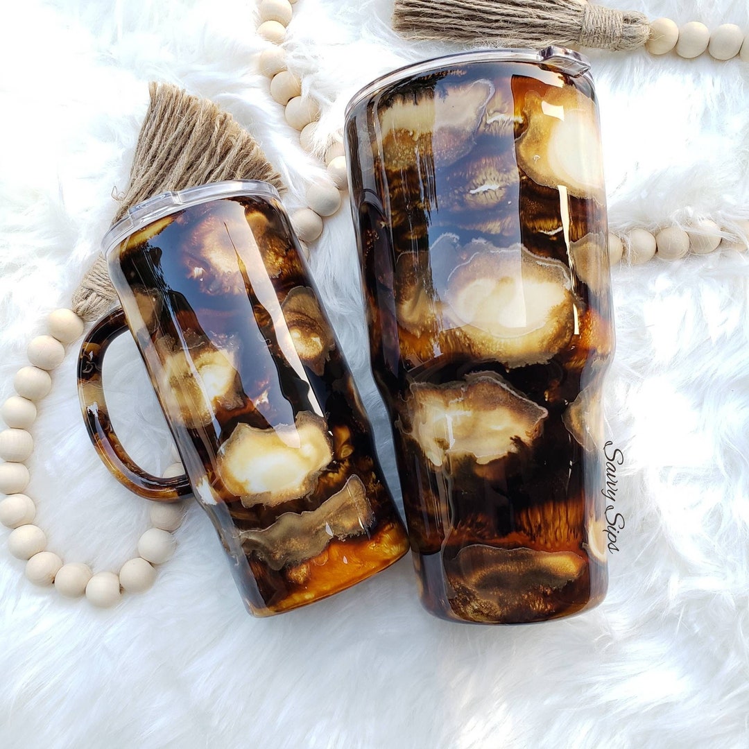 Coffee Swirl Mug Epoxy Tumbler Iced Frappe Brew New Coffee Cup Iced ...