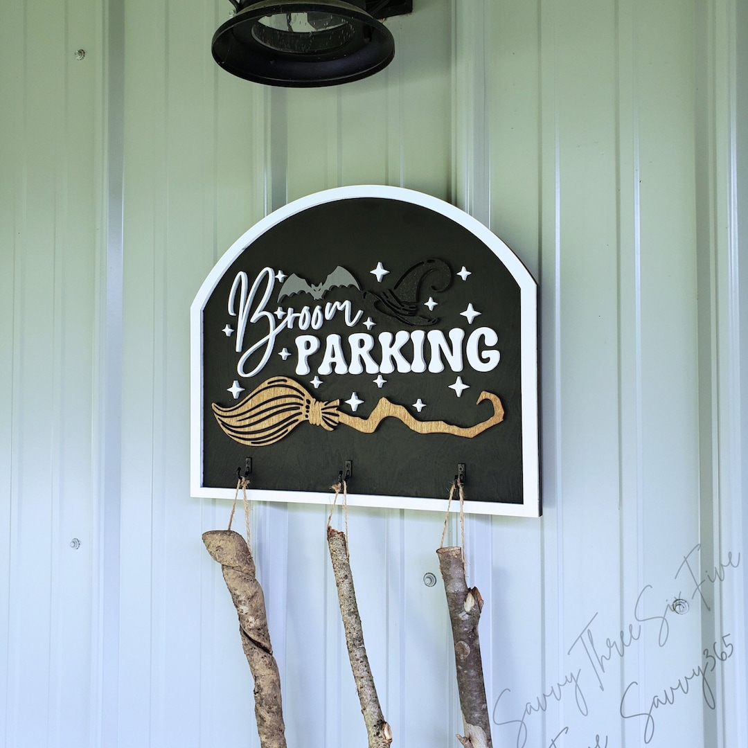 Broom Parking Halloween Sign | Funny Halloween Sign | Halloween Broom ...