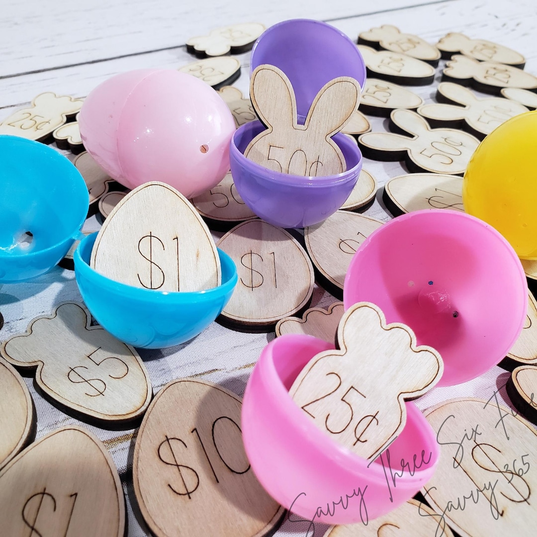 Easter Egg Money Tokens Set of 45 | Wooden Easter Basket Coins | Egg ...