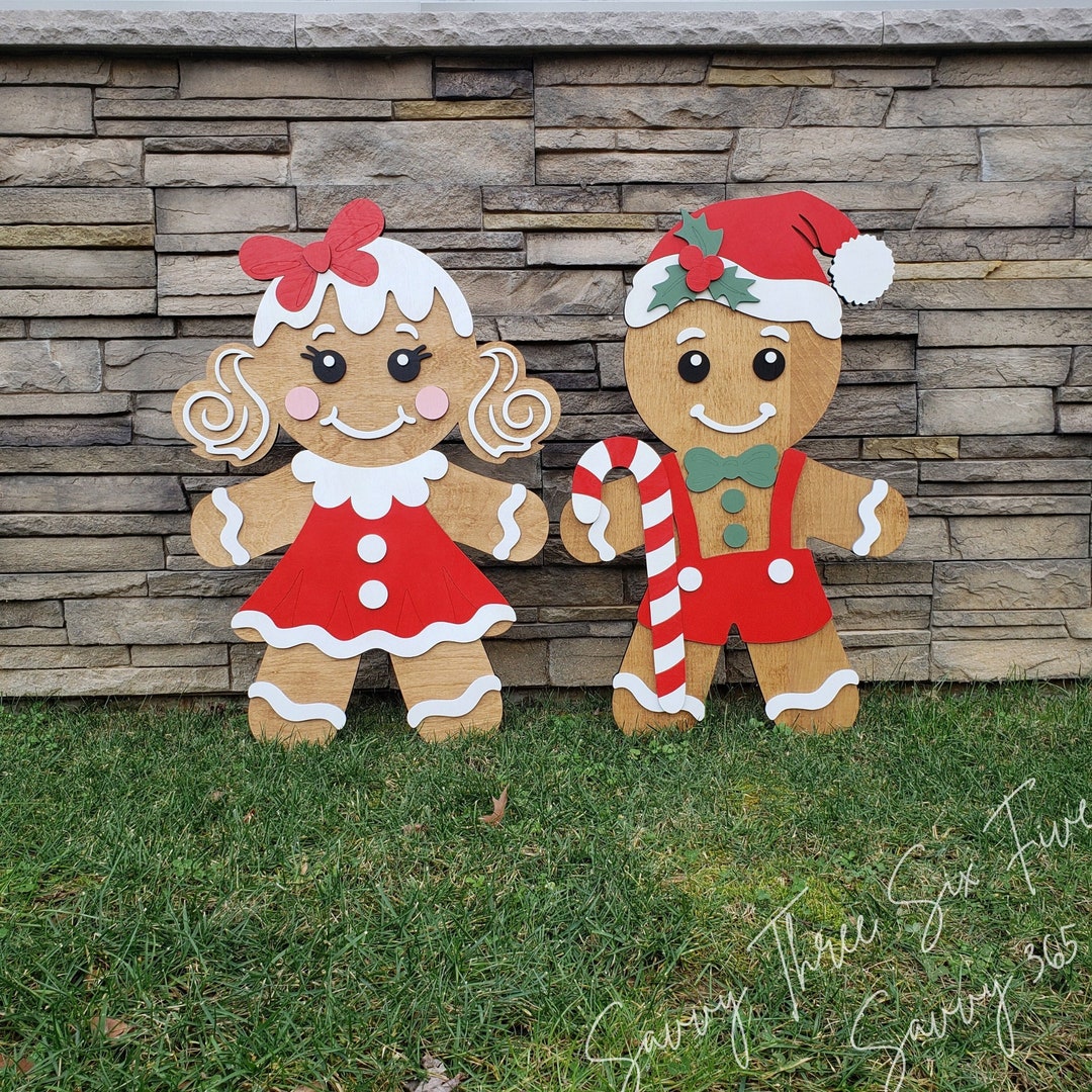 Gingerbread Cookie People | Outdoor Christmas Decor | Gingerbread Boy ...