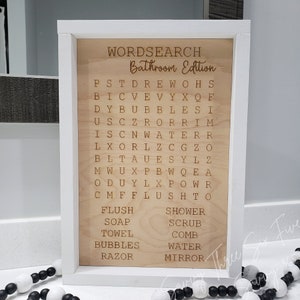 Bathroom Word Search | Bathroom Sign | Funny Restroom Sign | Wall Humor ...