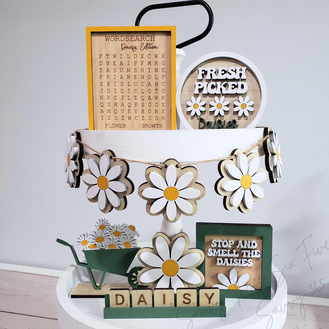 Daisy Edition Tiered Tray Set | Fresh Picked Daises | Mini Tray Signs ...