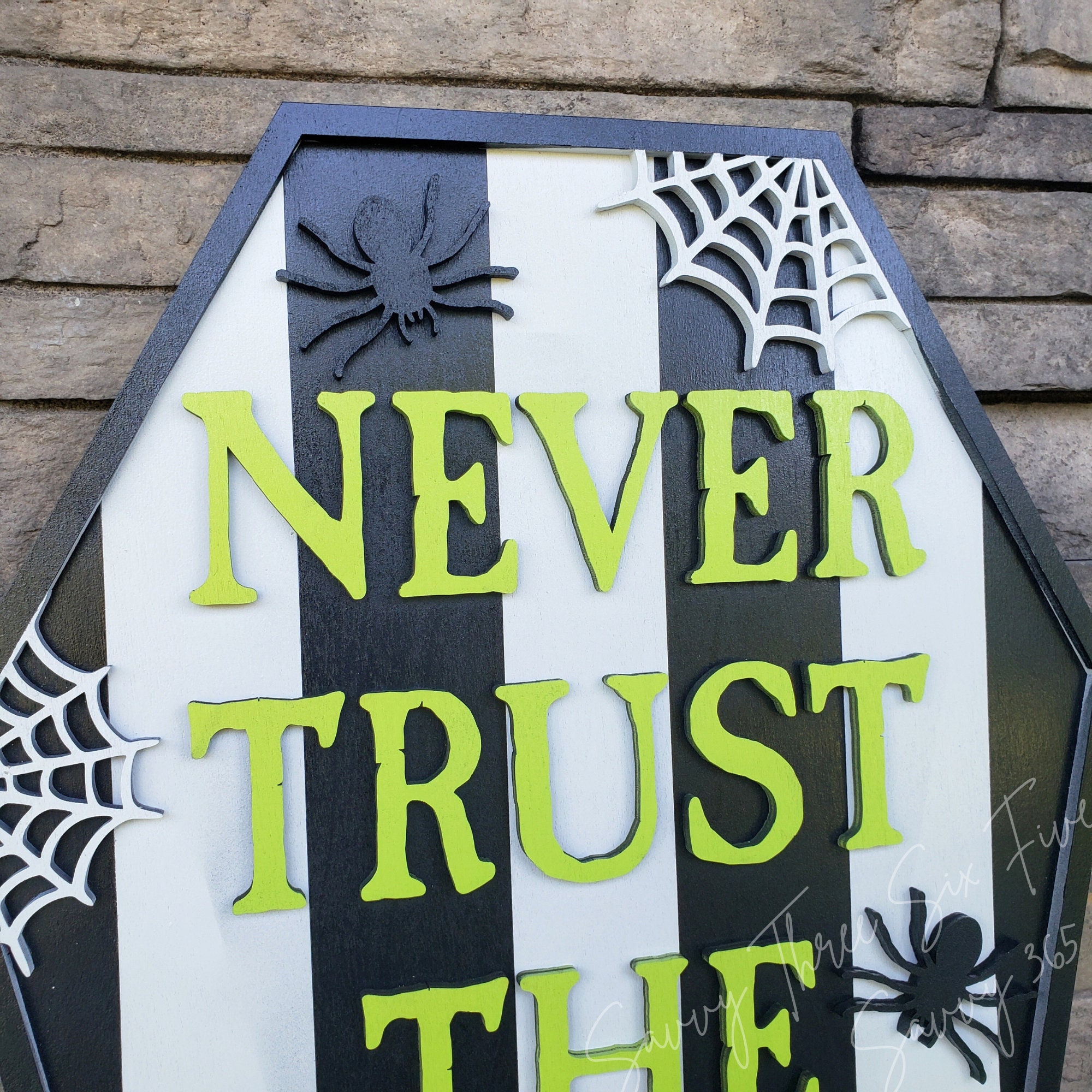 Never Trust the Living | Black & White | Halloween Decor for Porch ...