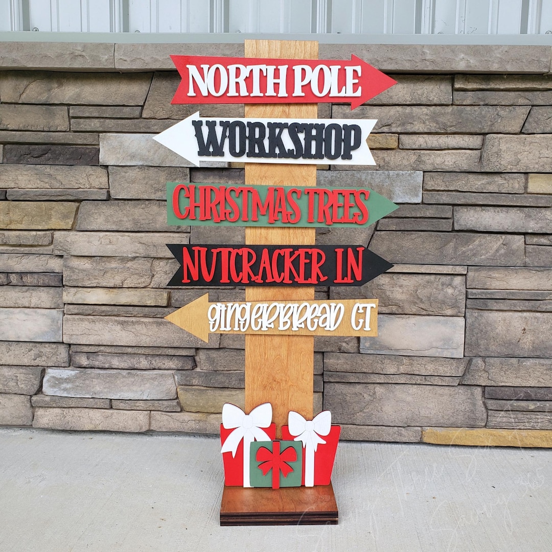 Christmas Direction Porch Sign | Outdoor Seasonal Decor | Removable ...