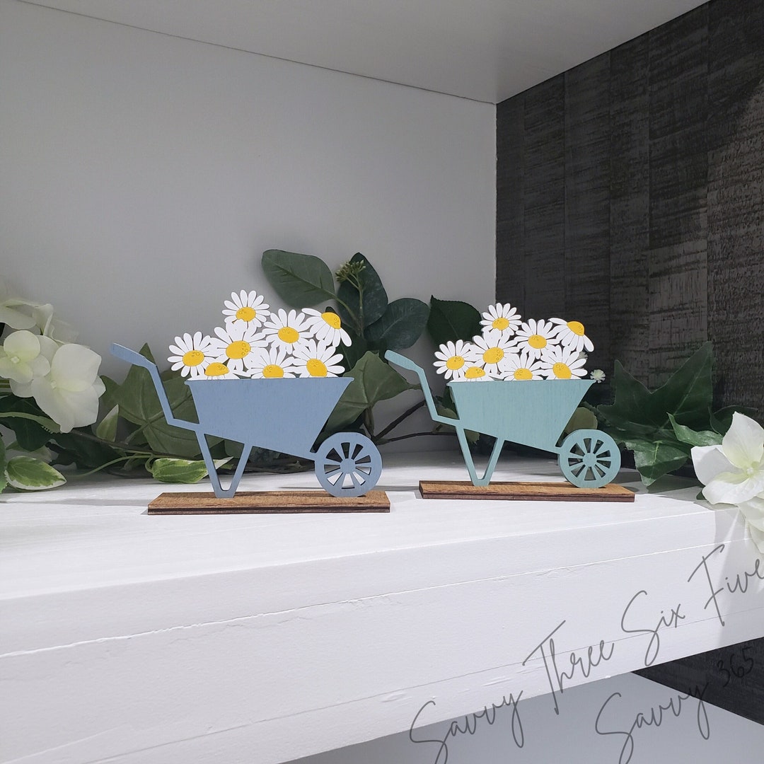 Vintage Wheelbarrow Filled With Daisies | Tiered Tray Spring ...