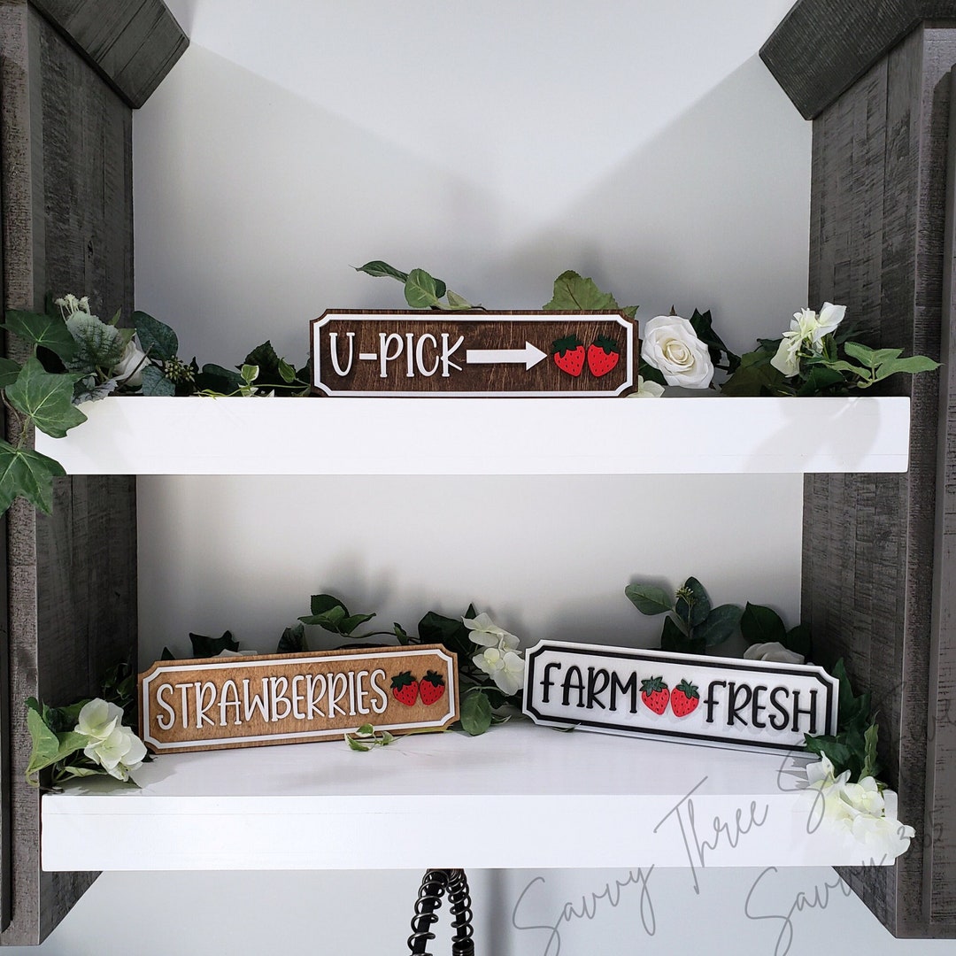 Strawberry Edition 14 Street Signs Tiered Tray Decor U Pick Farm Fresh ...