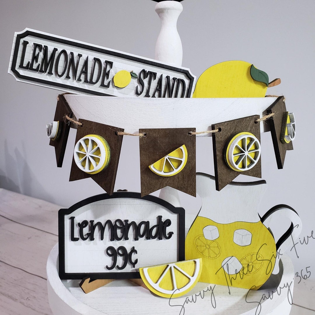 Lemon Edition Tiered Tray Set | Lemonade Stand | Farmhouse Kitchen ...