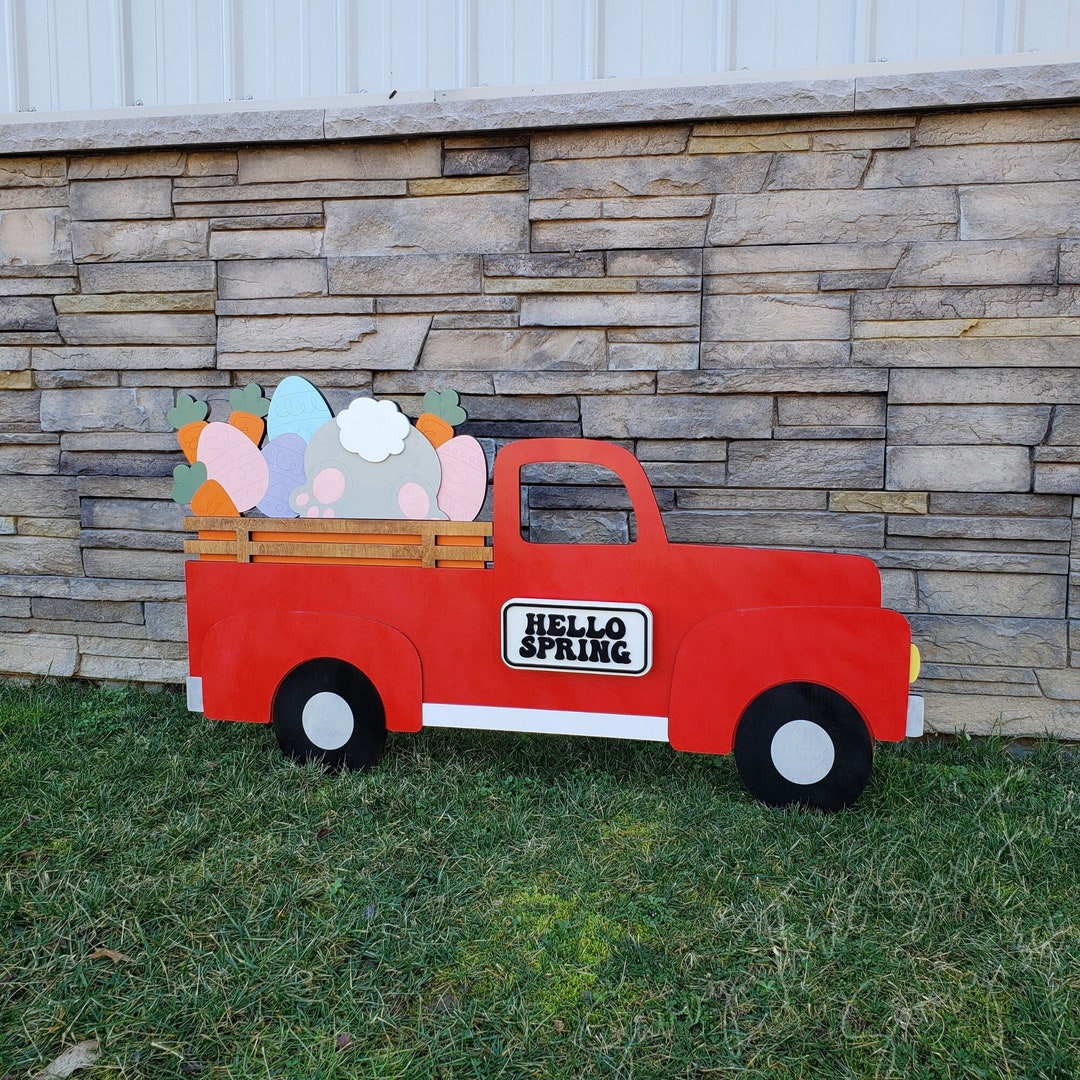 Little Red Truck Outdoor Decor Interchangeable Attachments Rustic ...