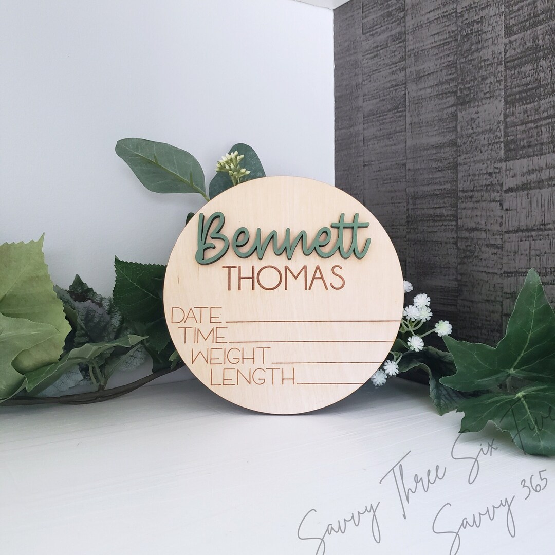 Baby Announcement Sign With Birth Stats | Birth Disk | Baby Shower Gift ...