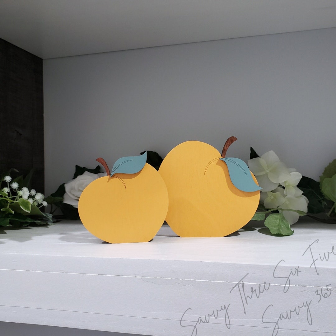 Peaches | Wood Peaches | Tiered Tray Summer Decorations | Kitchen ...
