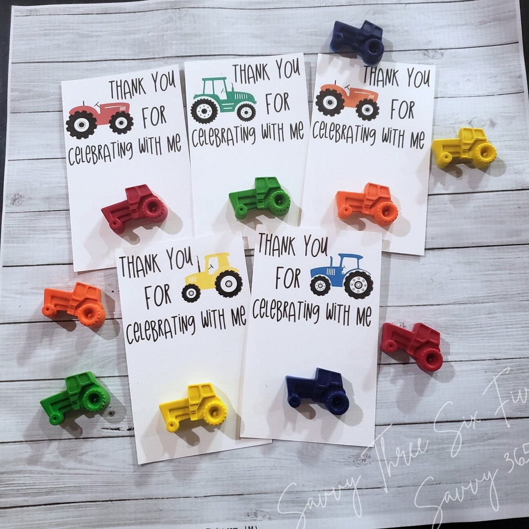 Tractor Birthday Party Favor Coloring Crayons Classroom Party Birthday ...