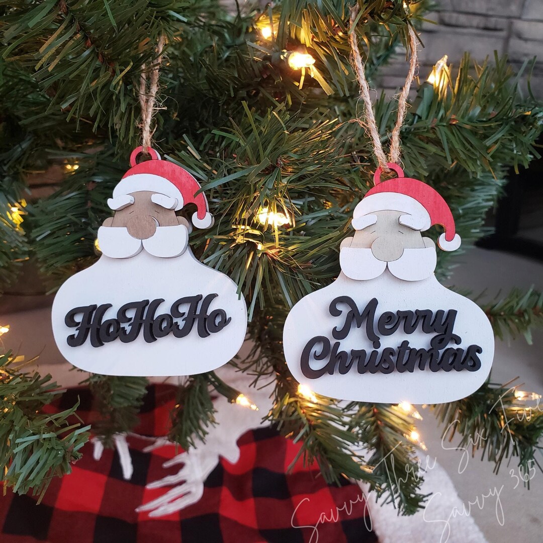Two Pack Santa Ornament | Choose Your Skin Color | Merry Christmas ...