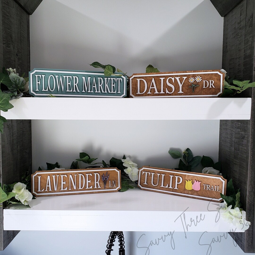 Floral Edition | 14" Street Signs | Flower Market Tulip Daisy | Tiered ...