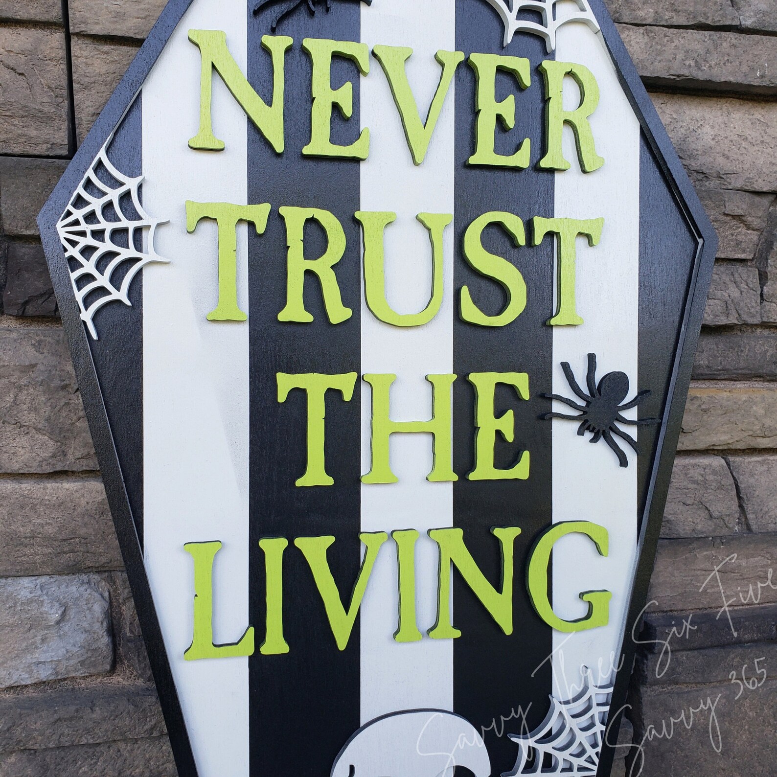 Never Trust the Living | Black & White | Halloween Decor for Porch ...