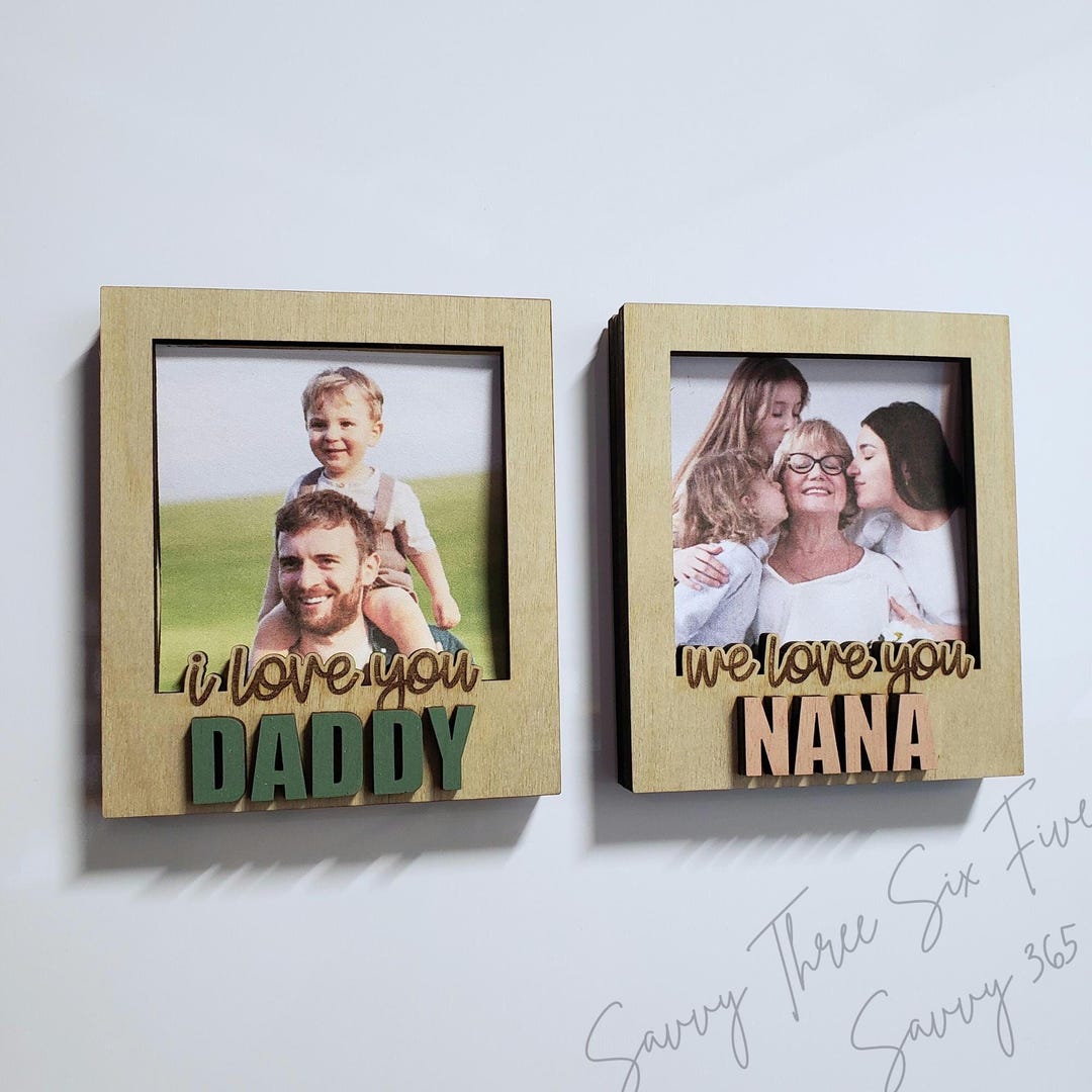 Family Photo Frame Magnet | Mini Frame | Wood Polaroid Picture | Father ...