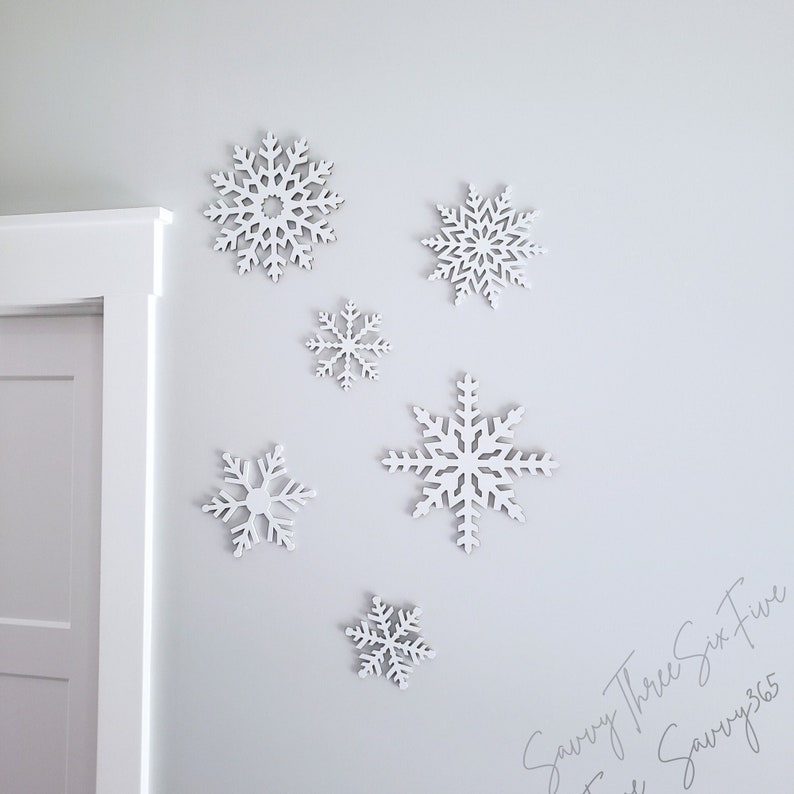 Snowflake Decor | Winter Wall Hangings | Wood Decorations | Falling ...