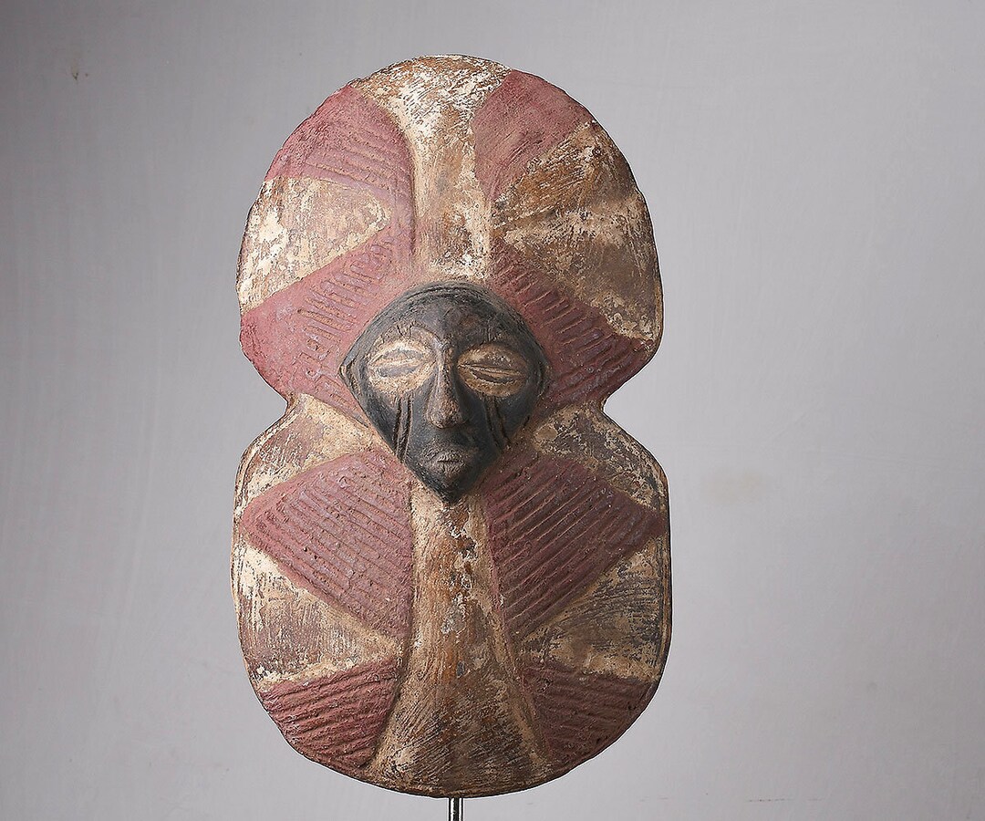African Tribal Wooden Shield LUBA Tribe Primitive Mask Congo - Etsy