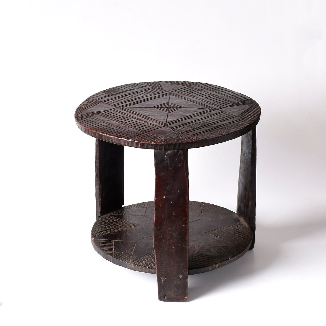Old African End Table Ebonized Tribal Coffee Table Vintage Ethiopian ...
