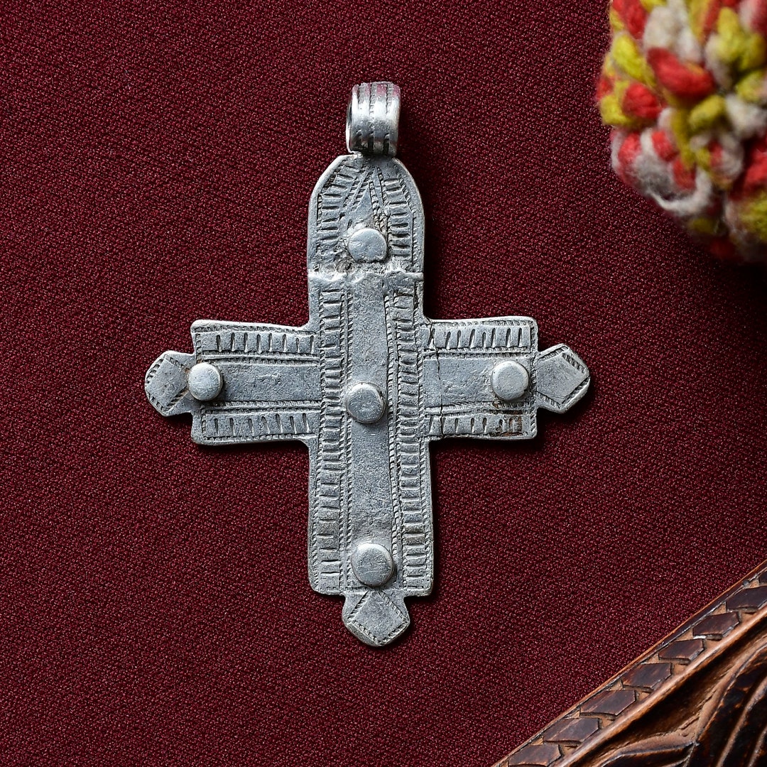 Old Ethiopian Silver Cross, Coptic Silver Neck Cross Pendant, Maria ...