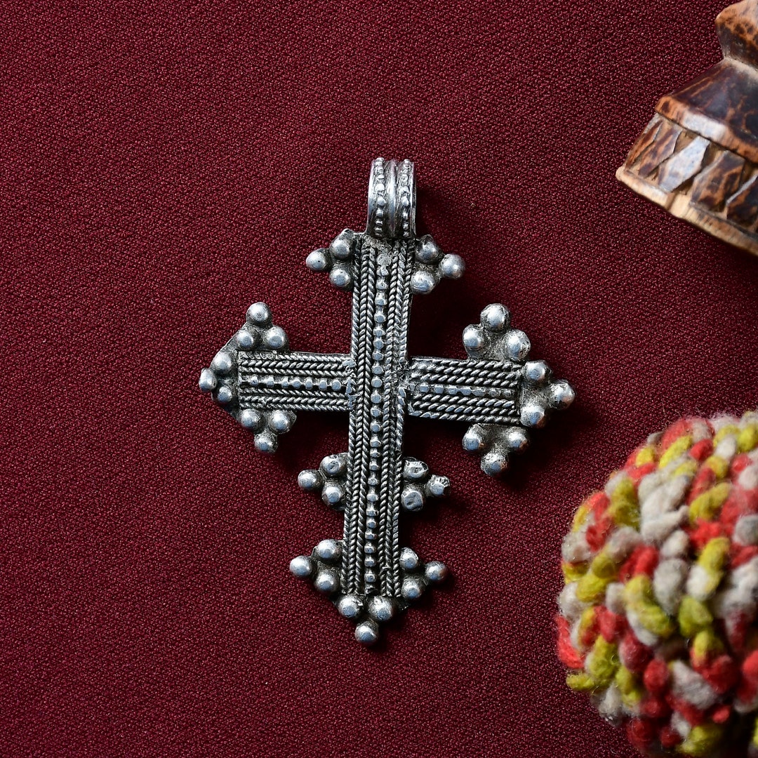 Old Silver Ethiopian Cross, Coptic Cross Pendant, Ethiopian Orthodox ...