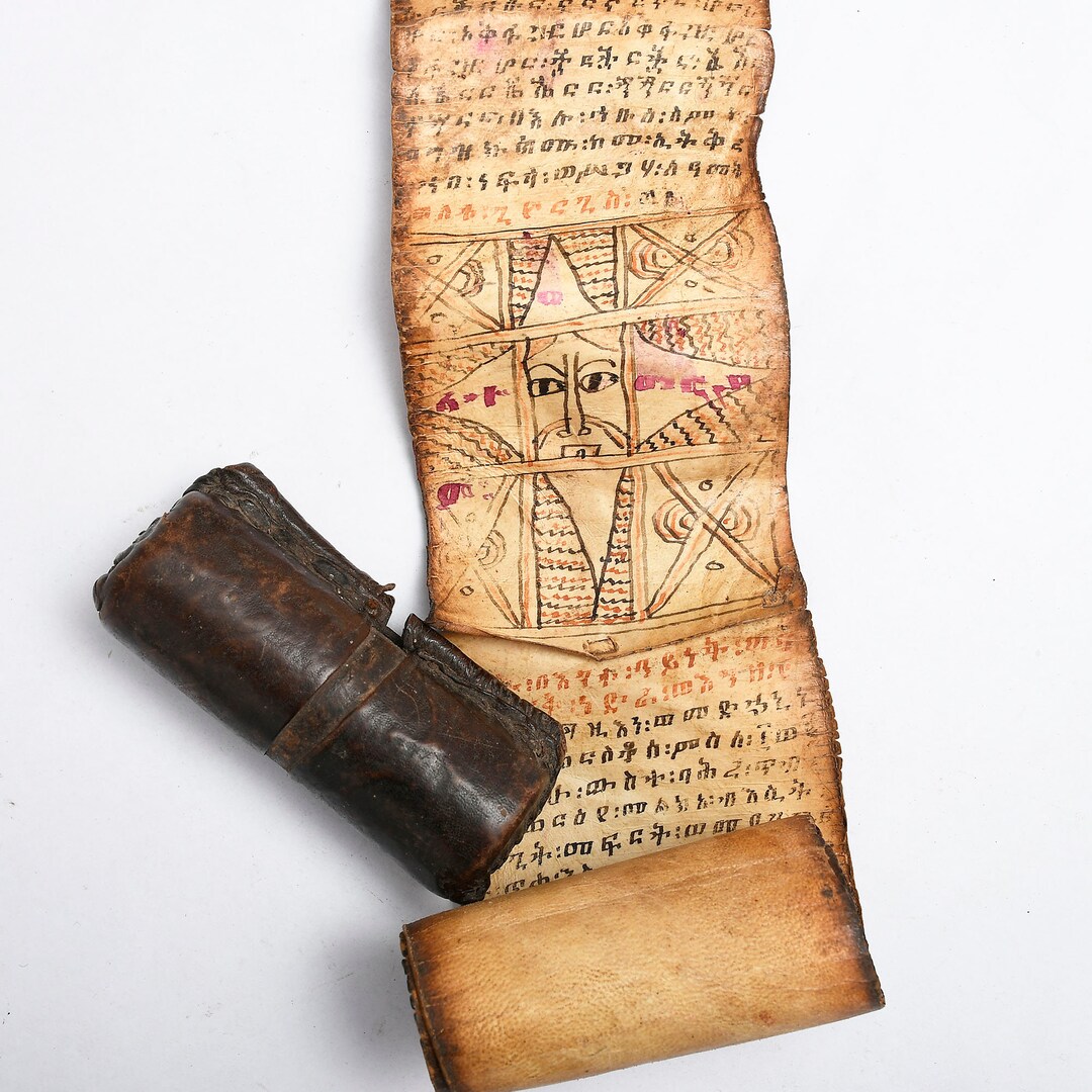 Antique Ethiopian Magic Prayer Scroll Ethiopian Manuscript Icon ...