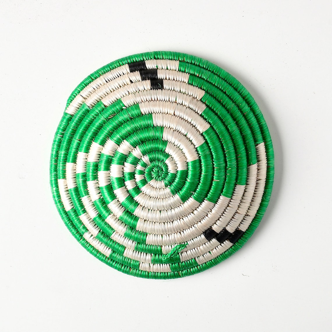 African Basket Rwanda Woven Basket Wall Decor Hanging Green & White ...