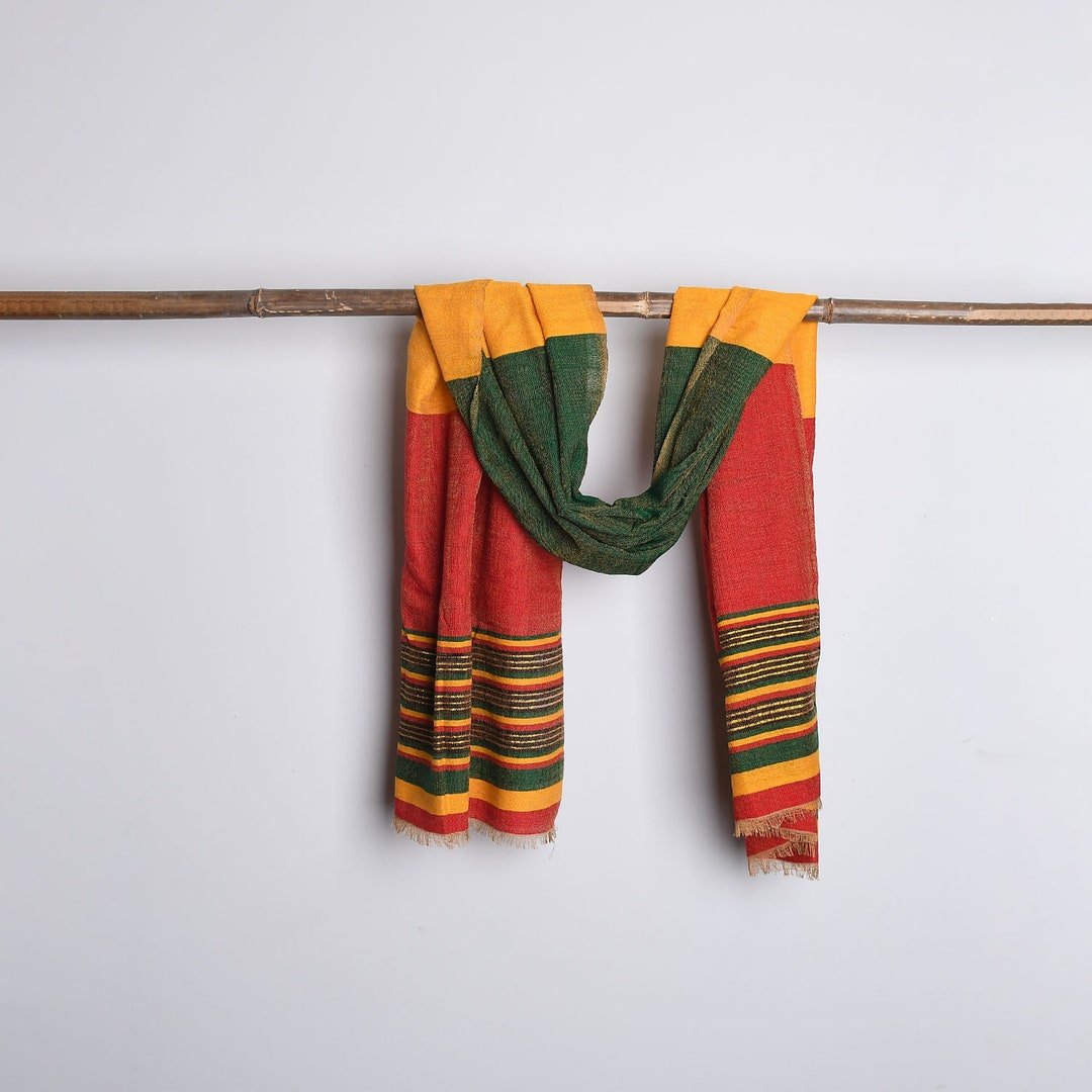 Handmade Ethiopian Scarf Netela Rasta Shawl Lightweight Green Gold Red ...