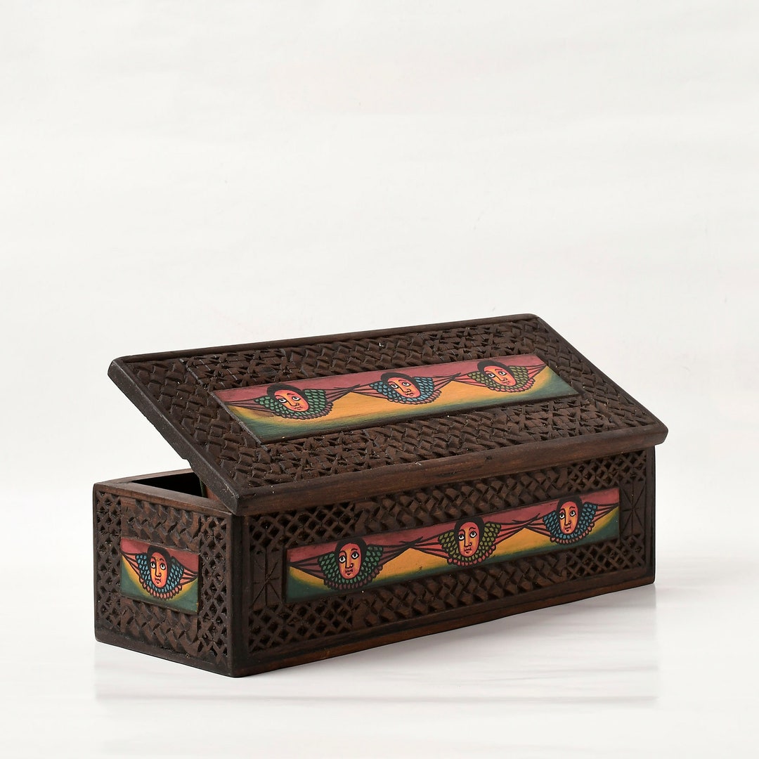 Vintage Ethiopian Traditional Jewelry Box African Wood Box Tribal Art ...