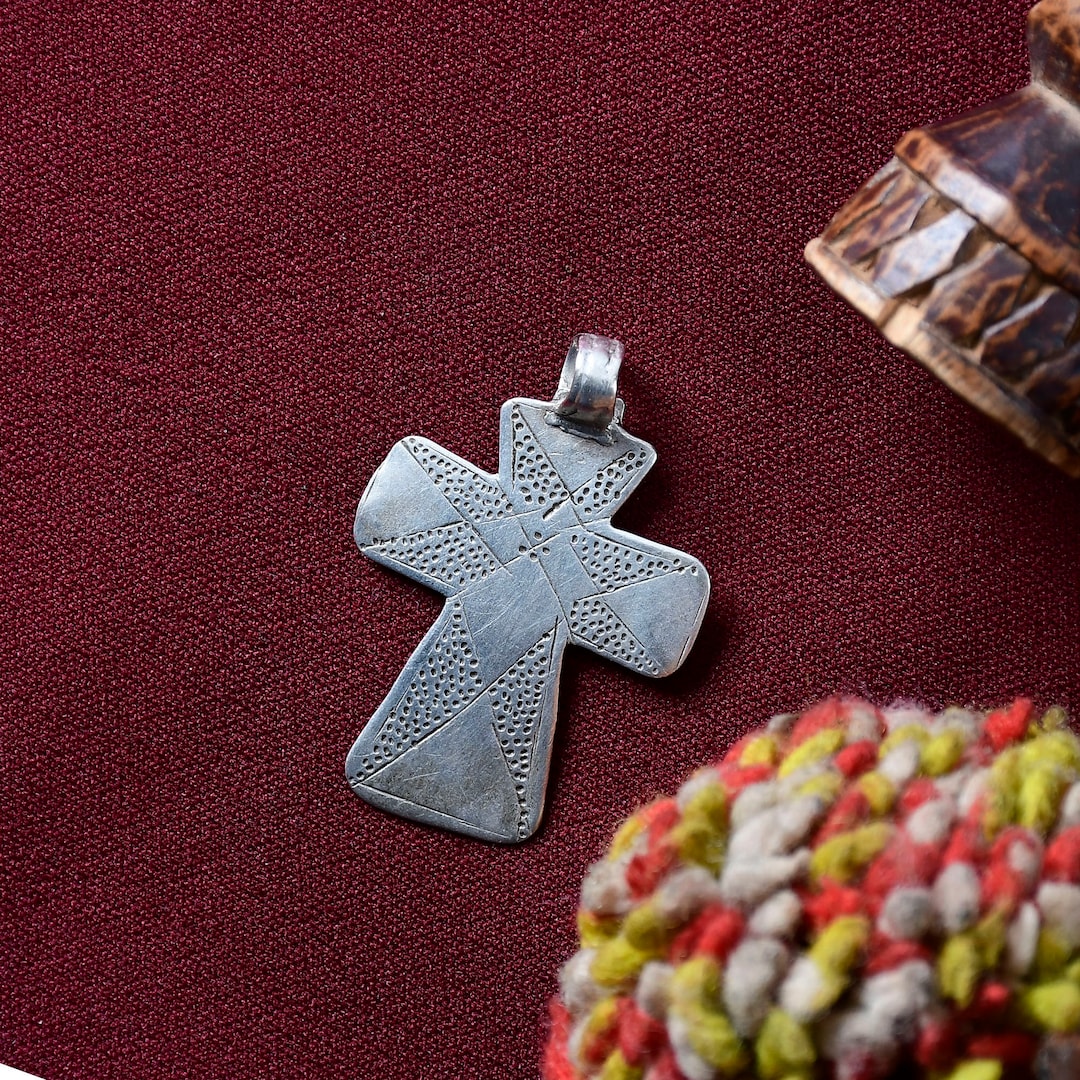 Old Ethiopian Silver Cross, Coptic Silver Neck Cross Pendant, Maria ...