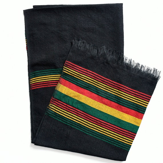 Rasta clothing Ethiopian scarf Netela Rasta shawl bla… - Gem