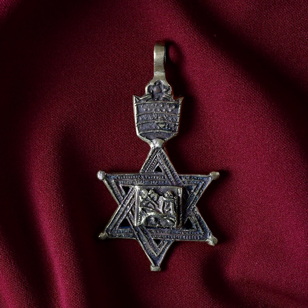 Ethiopian Star of David Cross, Large Messianic Star of David Charm ...