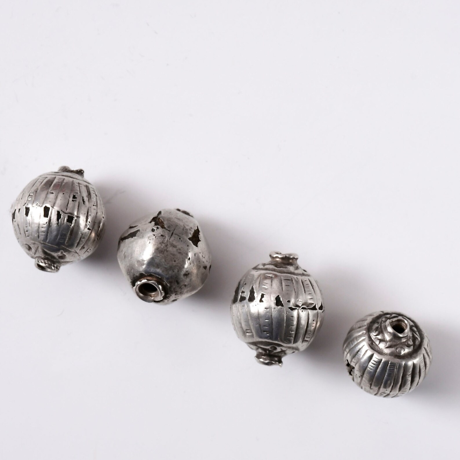 4x Vintage Ethiopian Somal Silver Muria Bead Harrar, Eastern Ethiopia ...